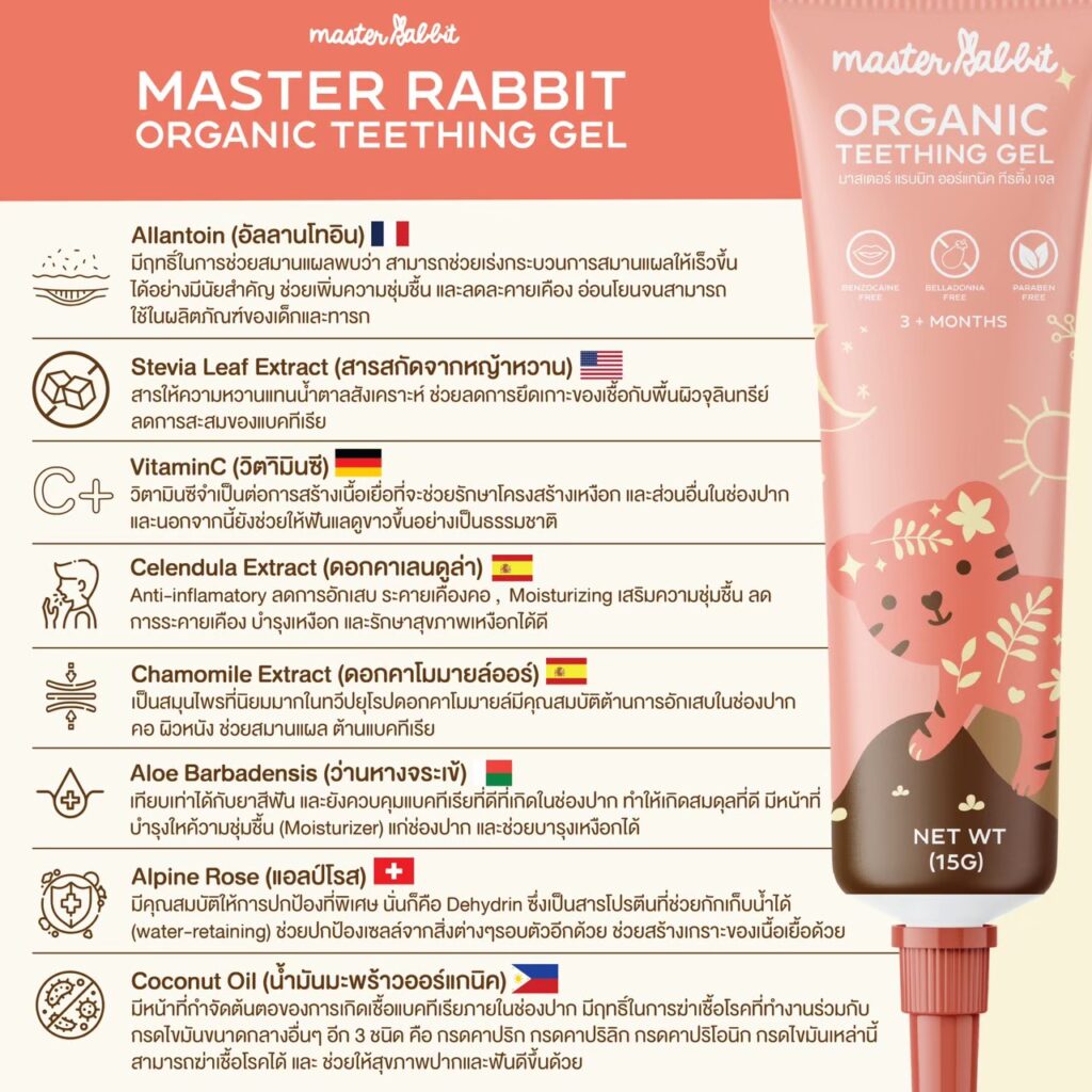 เจลแก้ปวดเหงือก ฟันขึ้น แผลในปาก ร้อนใน Master Rabbit Teeting Gel - Master Rabbit